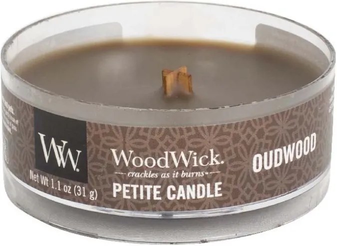 WoodWick - vonná svíčka Petite, Oudwood (Pryskyřice) 31g
