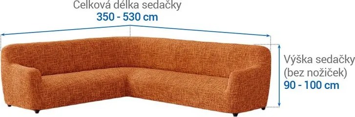 Bielastické potahy GRAFITI NOVÉ cihlové rohová sedačka (š. 350 - 530 cm)