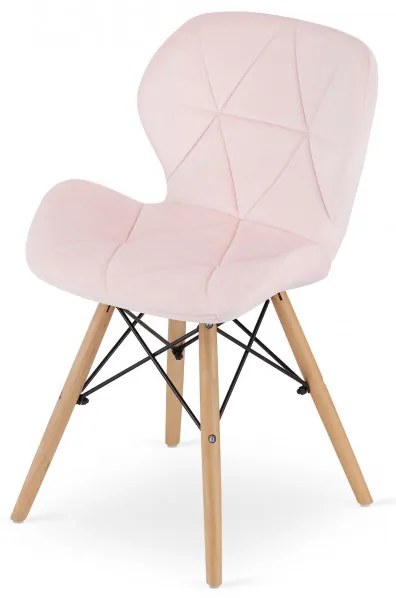 Set tří jídelních židlí LAGO růžové (hnědé nohy) (3ks)
