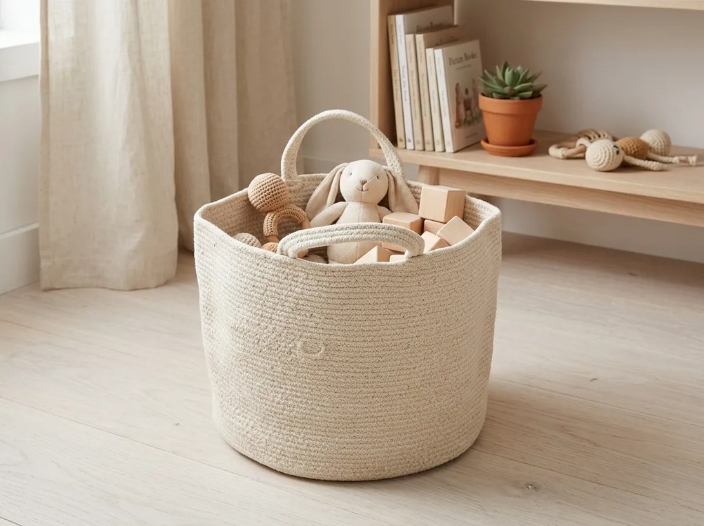 Úložný koš s uchy COTTON HAVEN 35x35 cm - více barev Barva: Zelená