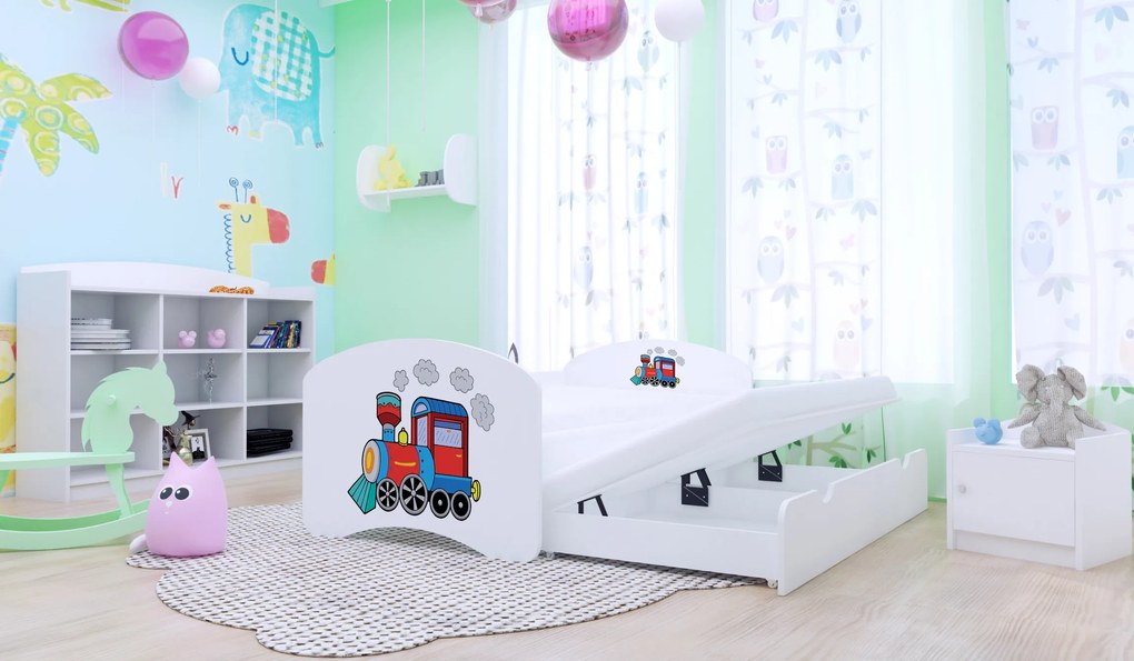 Svět pokojů Dětská postel Kevin pro dvě děti - super lokomotiva + matrace zdarma Barva: Zelená, Rozměr: 200x90 cm (+750 Kč), Zábrana: NE