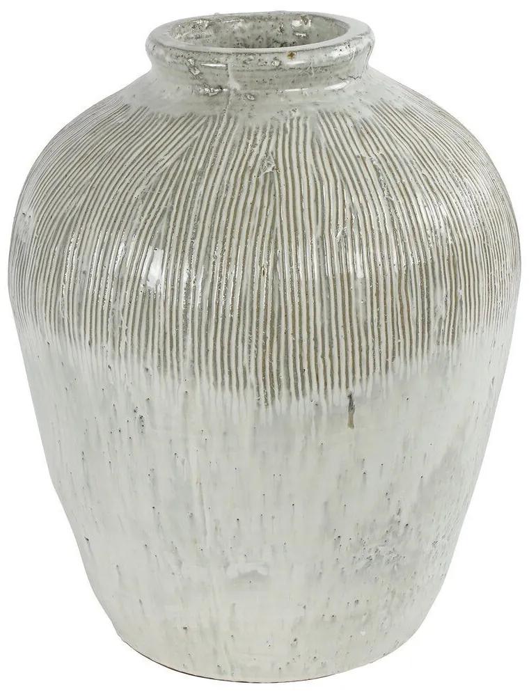 Countryfield Keramická váza bílá/zelená  velká- 37x30cm