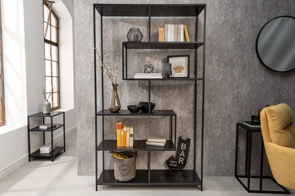Invicta Kovová knihovna SLIM LINE 185x115 černá cm 42023