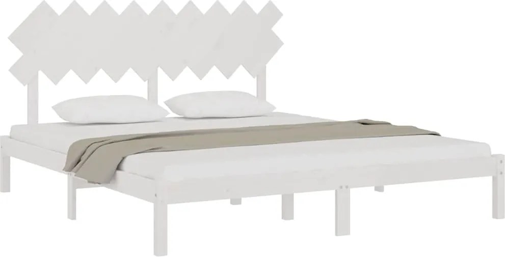 Rám postele bílý 180 x 200 cm Super King masivní dřevo 3104884