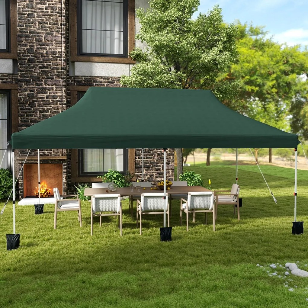 Costway Skládací stan s baldachýnem na akce s taškou – 300 × 600 cm, zelený