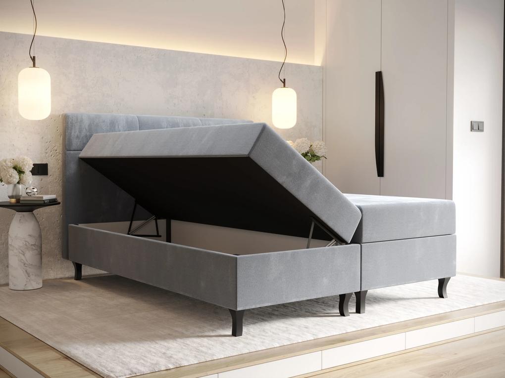 Manželská postel Boxspring 140 cm Lumba Comfort (olivová) (s matrací a úložným prostorem). 1056100