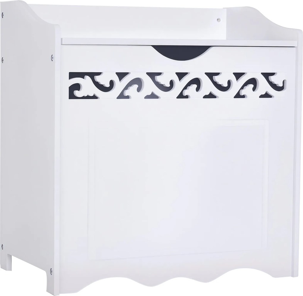 HOMCOM Dřevěný Koupelnový Skříňka, Úložná Skříň pro Ložnici, Obývací Pokoj, 55L x 34Š x 58V cm, Bílá | Aosom
