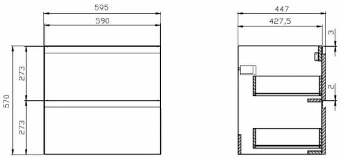 Cersanit Moduo, závěsná skříňka s umyvadlem 60cm, bílá, S801-314-DSM