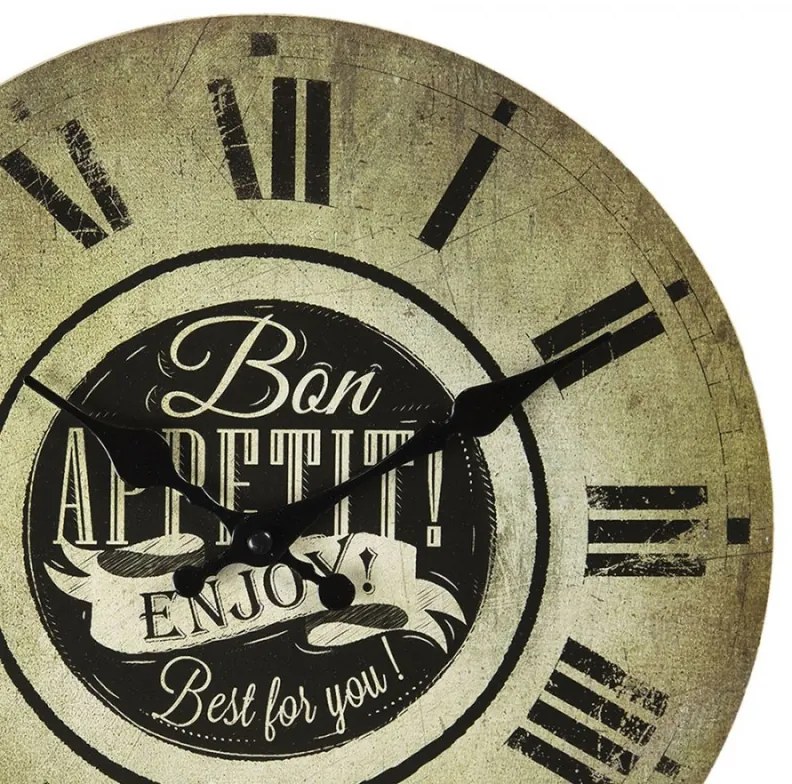 Nástěnné hodiny s římskými číslicemi Bon Appetit – 30x3 cm