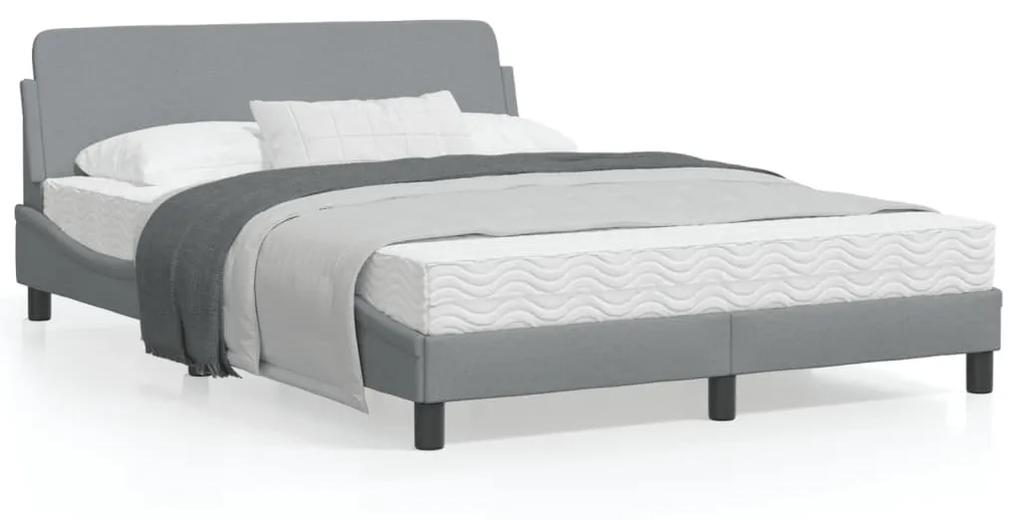 Rám postele s čelem světle šedý 120 x 200 cm textil,  373145
