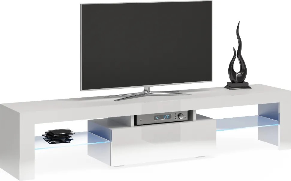 EmaHome Televizní stolek s úložným prostorem DEKO 160 - bílý lesk