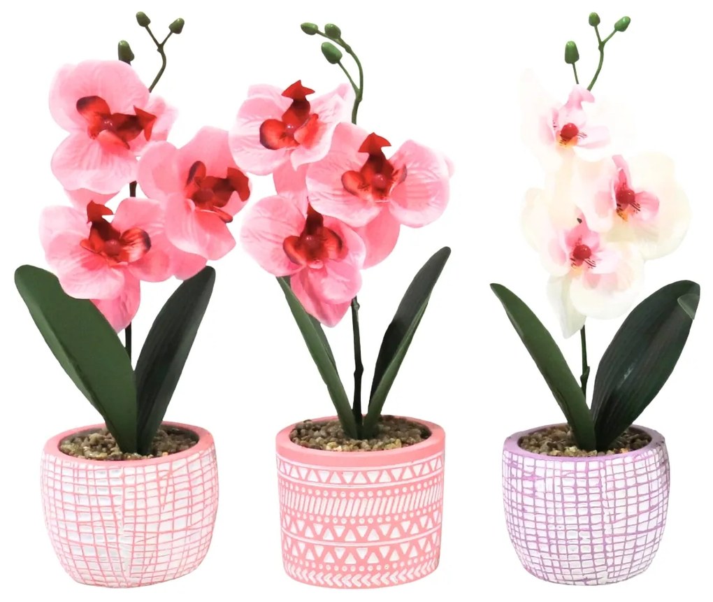 Umělá orchidej v květináči 28 cm - různé druhy