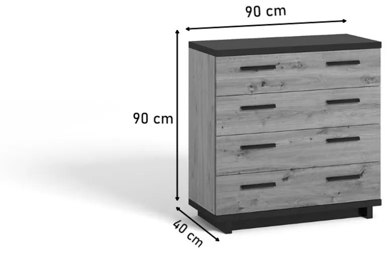 Expedo Komoda ONESIA K4SZ, 90x90x40, dub artisan/černá
