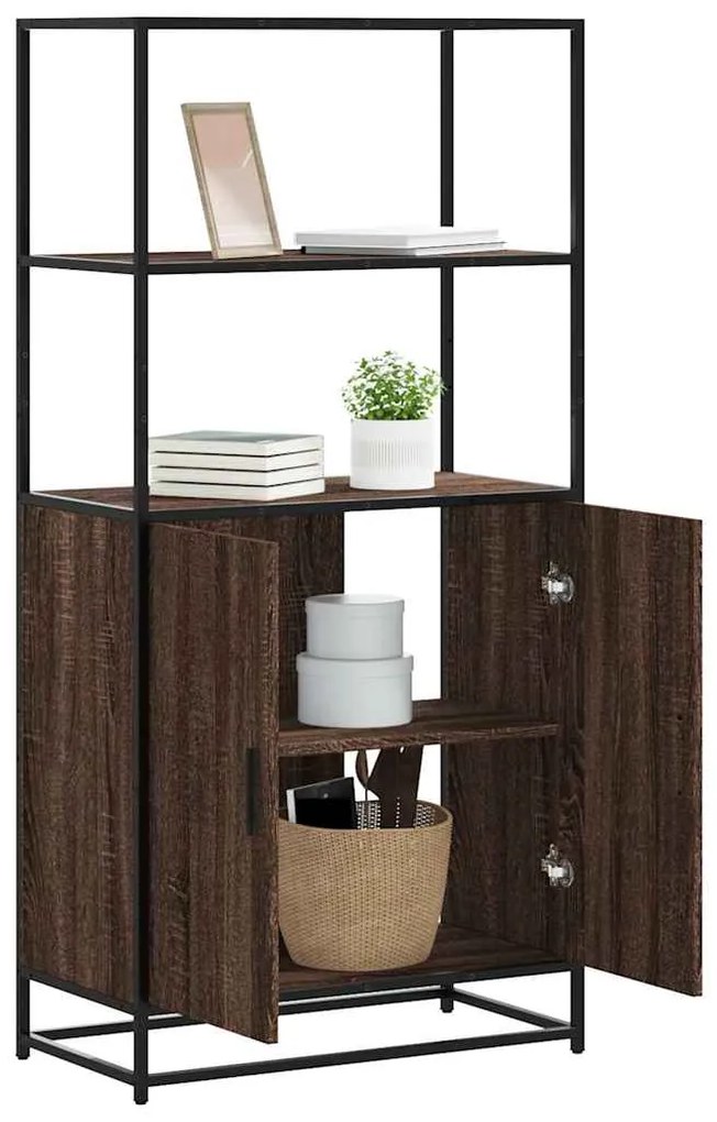 Skříň highboard hnědý dub 68x35x139cm kompozitní dřevo a kov