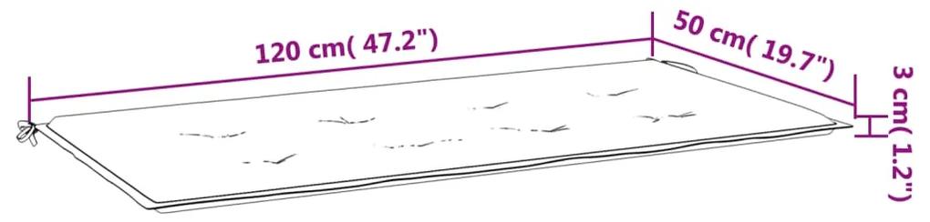 Poduška na zahradní lavici vzor listů 120x50x3 cm látka oxford - Default Title