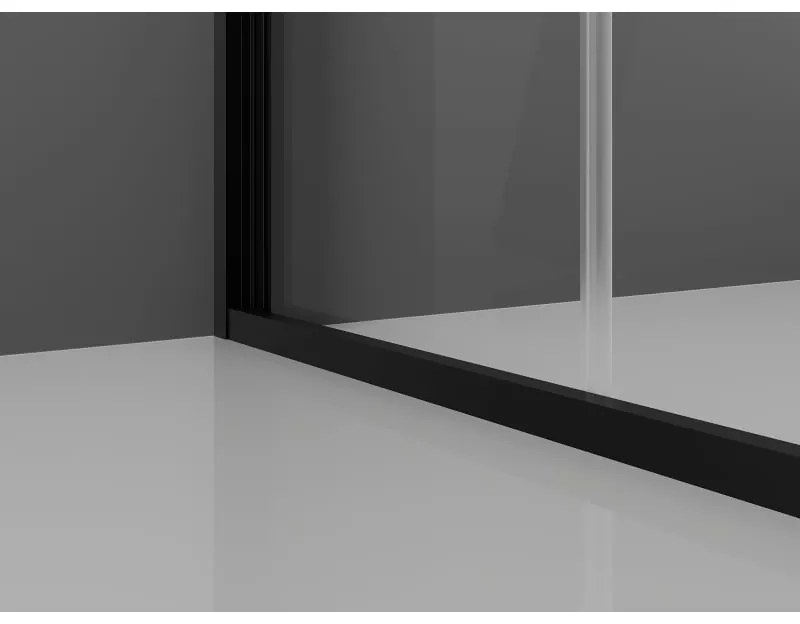 Mexen Exo, sprchový kout se skládacími dveřmi 100 x 100 cm, 6mm čiré sklo, černý profil, 816-100-100-70-00