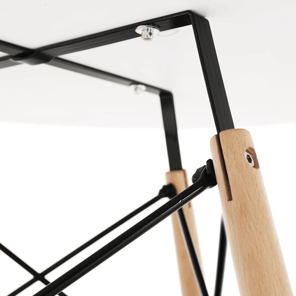Jídelní stůl, bílá/buk, průměr 90 cm, GAMIN 2 NEW 90