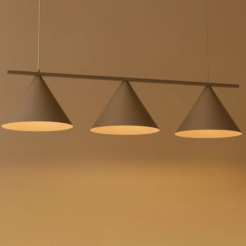Závěsné svítidlo Capital, 3x tmavě obéžové kovové stínítko, (fi 32cm), be