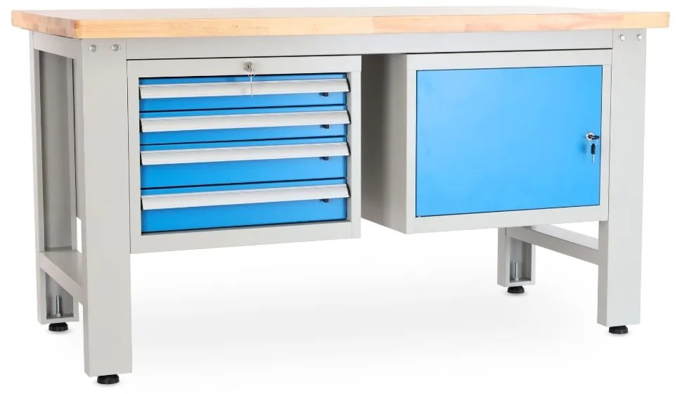 Dílenský stůl Solid OAK-41, 150 cm, 2 závěsné boxy, dub