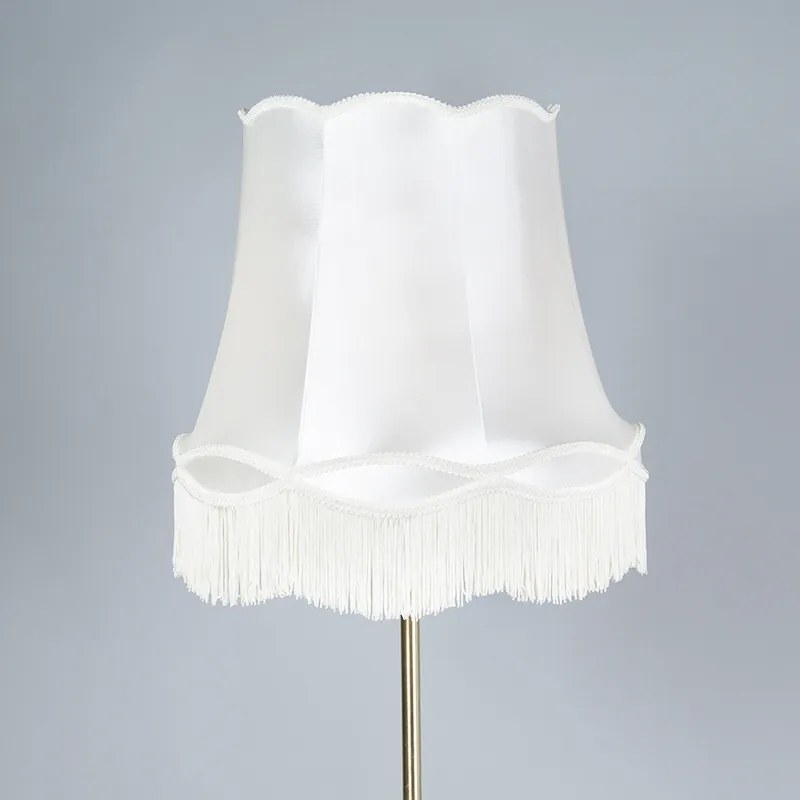 Retro stojací lampa mosaz s odstínem Granny krémová 45 cm - Kaso
