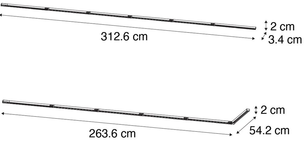 Moderní kolejnicový systém černý 1-fázový 300cm - Iconic