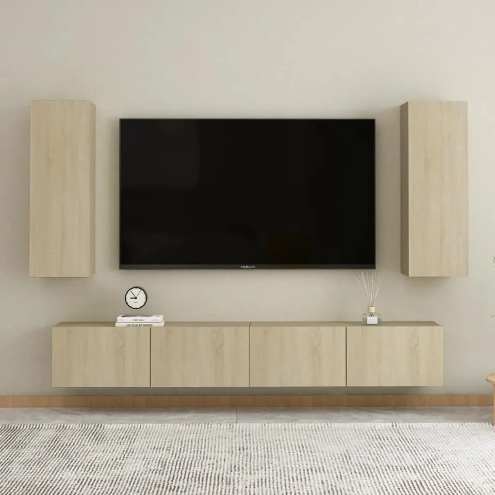 4dílný set TV skříněk dub sonoma kompozitní dřevo 3078959