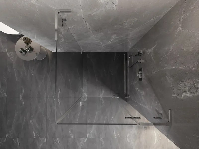 Mexen Lunar, L výklopný sprchový kout pravý 100 x 100 cm, 8mm čiré sklo, chromový profil, 834L-100-100-01-00-P