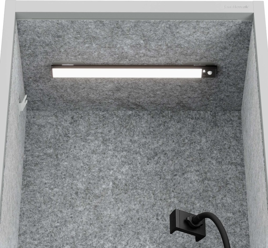 Skříň se sedákem a zónou ticha SALLY MentalBox, šedá konstrukce, šedý sedák, 1850 x 600 x 400 mm