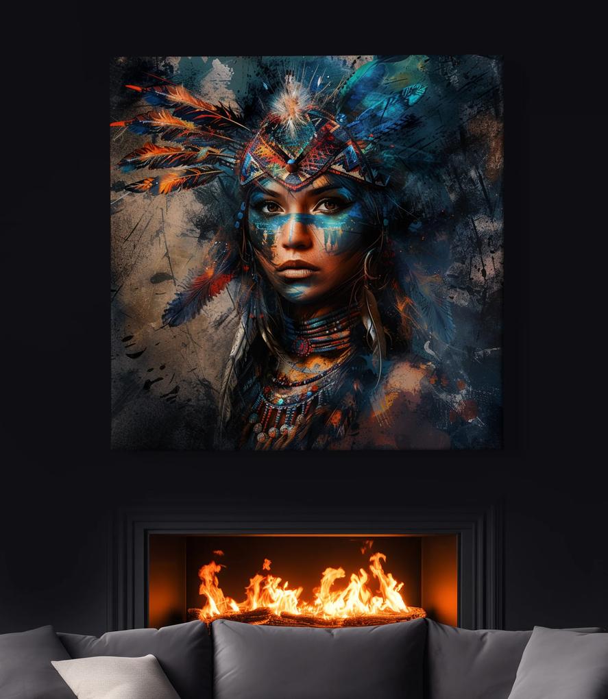 Obraz na plátně - Indiánská žena Hnědá perla FeelHappy.cz Velikost obrazu: 60 x 60 cm