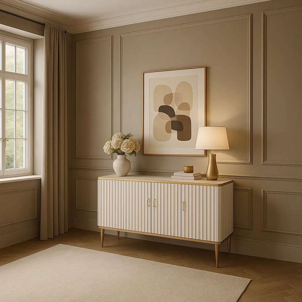 Komoda Stilig ST313 160 cm bílá/zlatá
