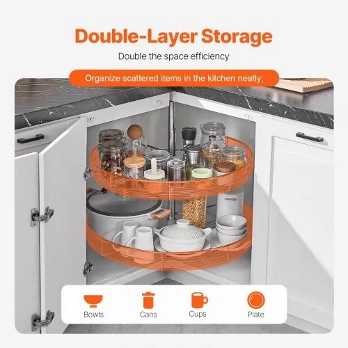 71,1 cm dvoupatrový chromový rohový organizér ve tvaru ledvinky Lazy Susan skříňová