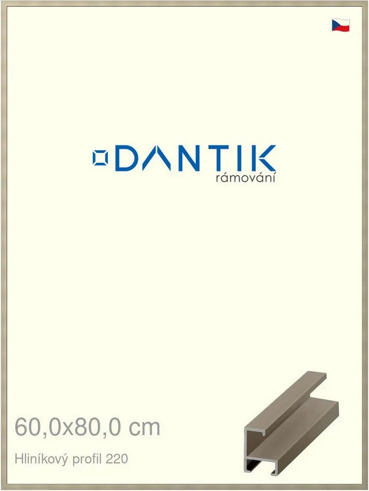 DANTIK rámeček 60x80 | ALU profil 6220 champagne (Plexi Čiré)