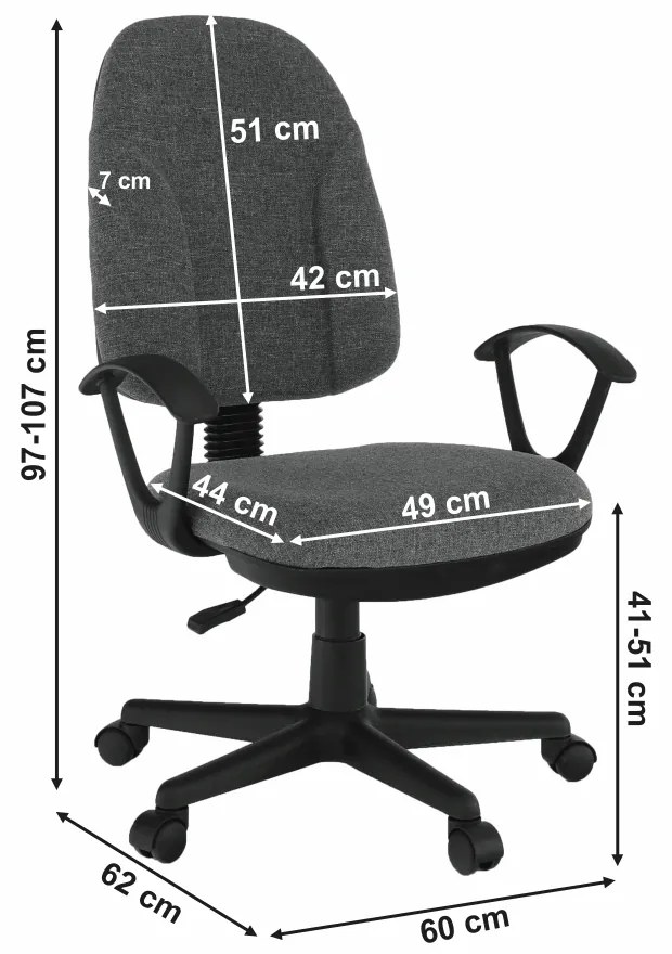 Kancelářská židle, šedá látka, DEVRI