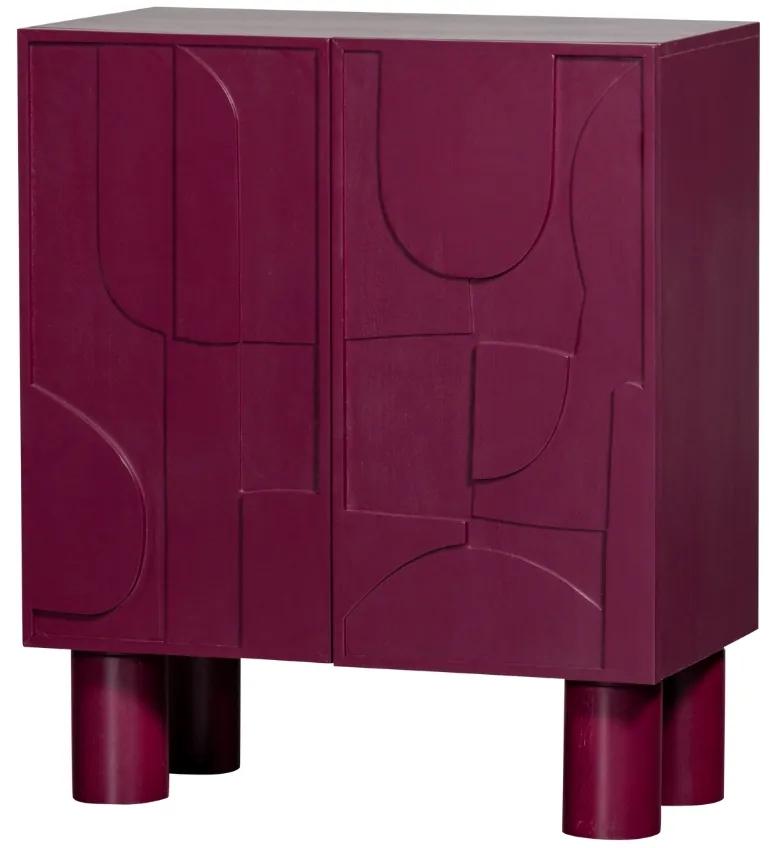 Hoorns Vínově červená dřevěná komoda Atrey 80 x 43 cm