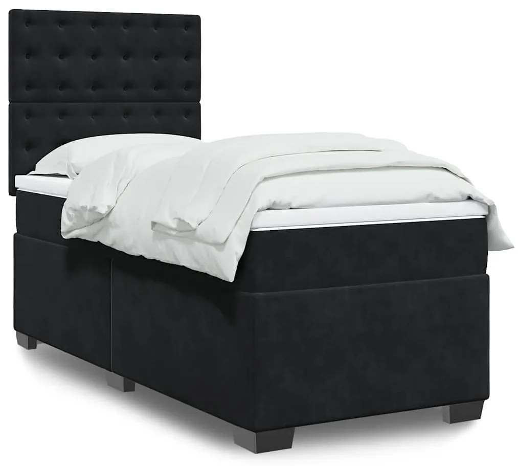 Box spring postel s matrací černá 80 x 200 cm samet 3293076