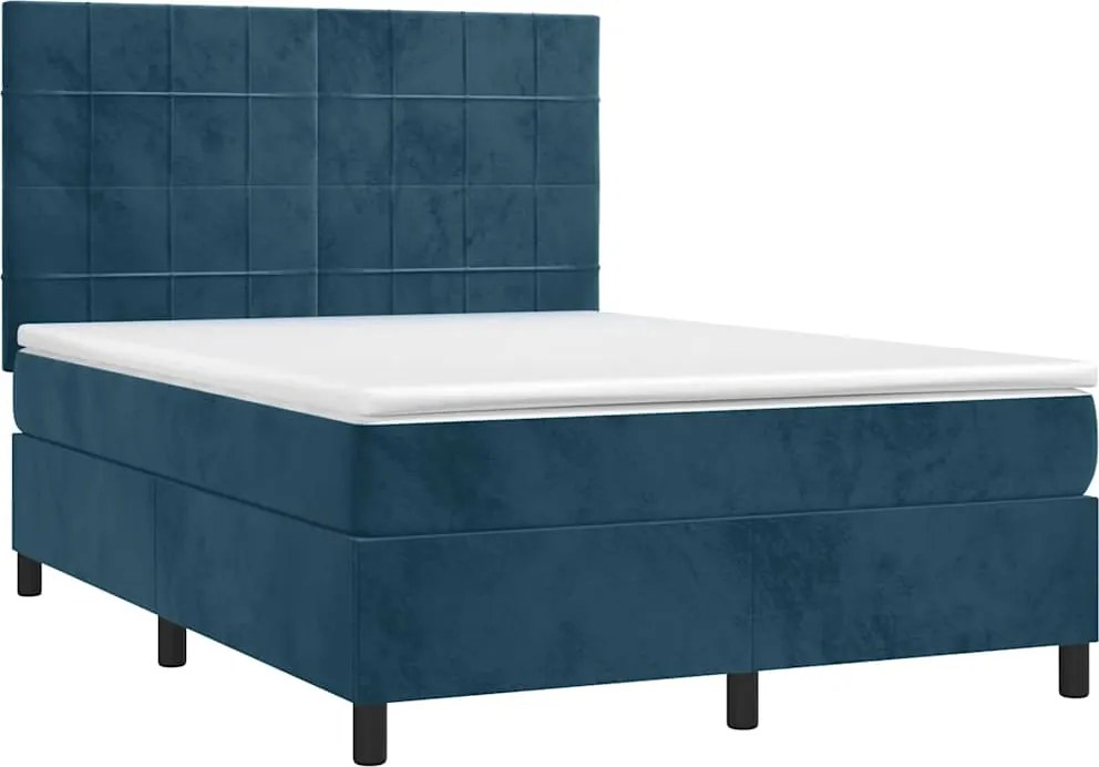 Box spring postel s matrací tmavě modrá 140x190 cm samet 3143023