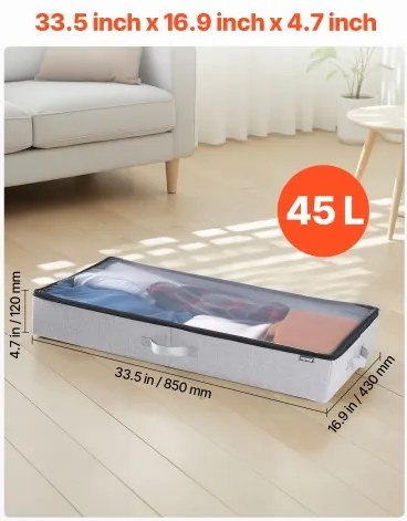 Úložný prostor pod postel s průhledným víkem, 850 × 430 × 120 mm VEVOR