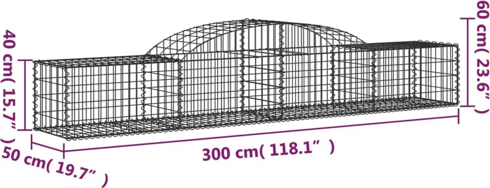 Klenuté gabionové koše 12 ks 300x50x40/60 cm pozinkované železo 3146657
