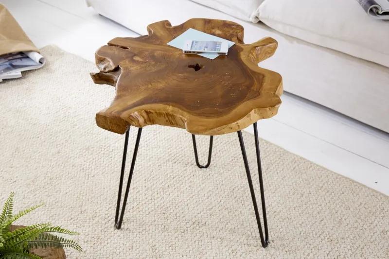 Noble Home Odkládací stolek Ruto, 55 cm, teakové dřevo