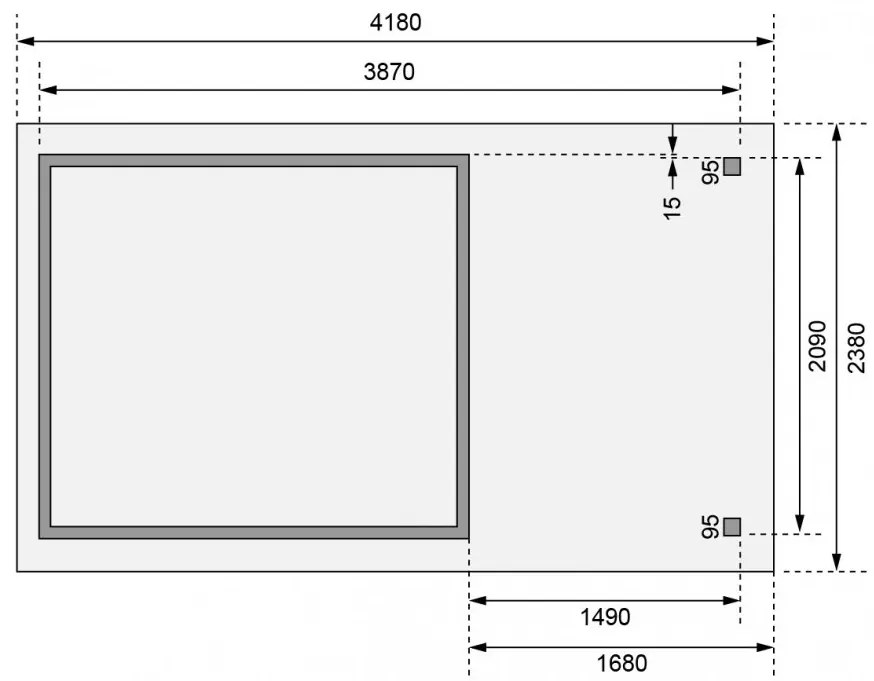Dřevěný zahradní domek KERKO 3 s přístavkem 150 Lanitplast