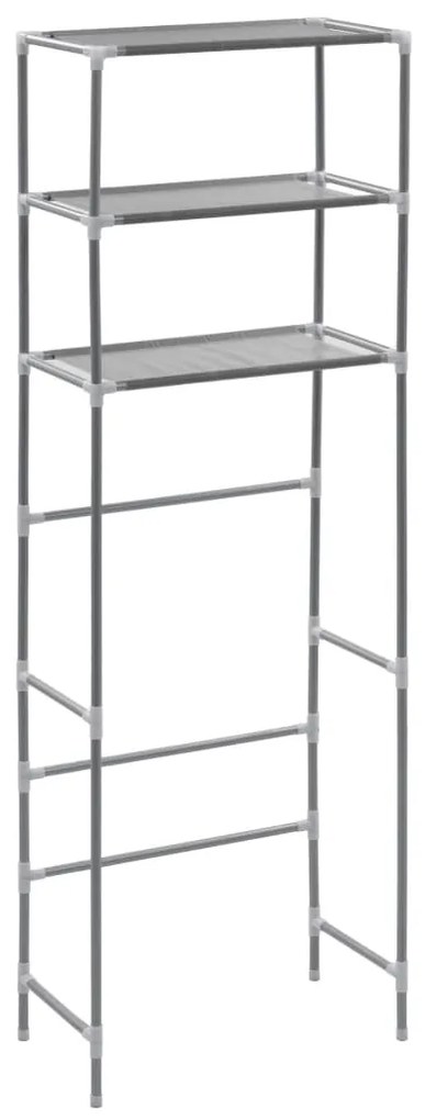 3patrový úložný regál nad WC stříbrný 53 x 28 x 169 cm 282464