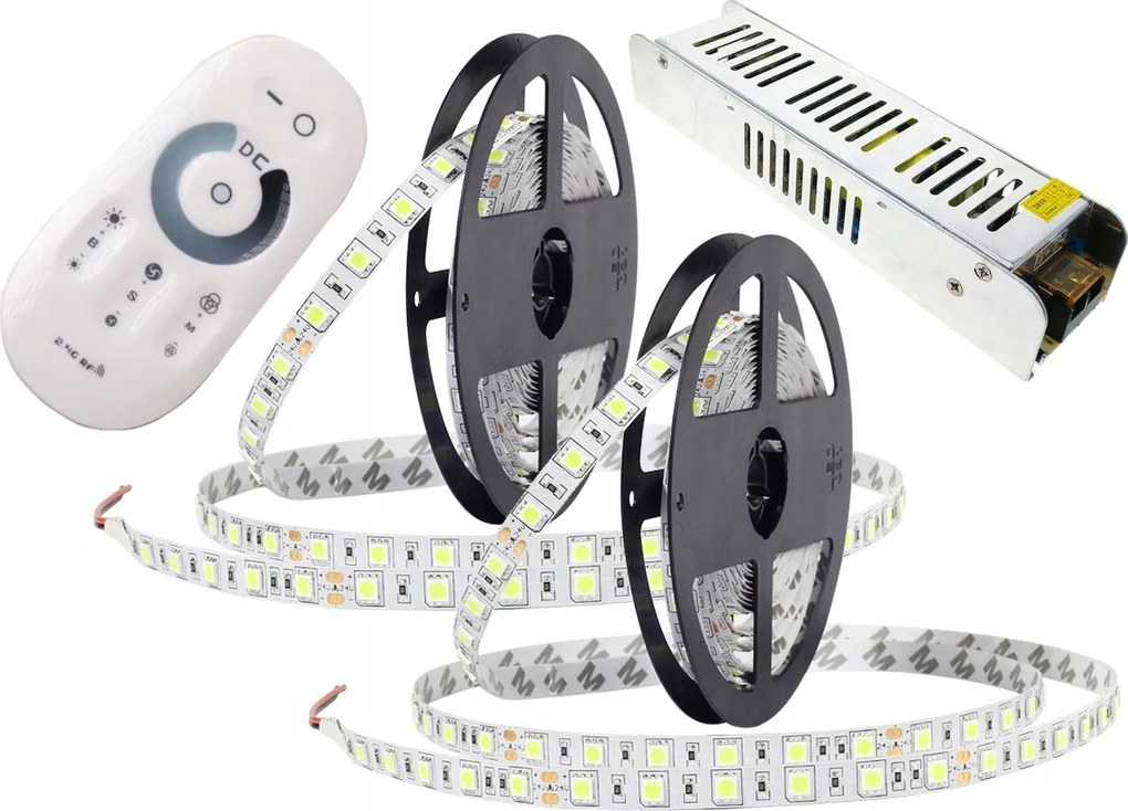 Set Led pásek 5050 IP20 10M Bílá Studená Dotyk