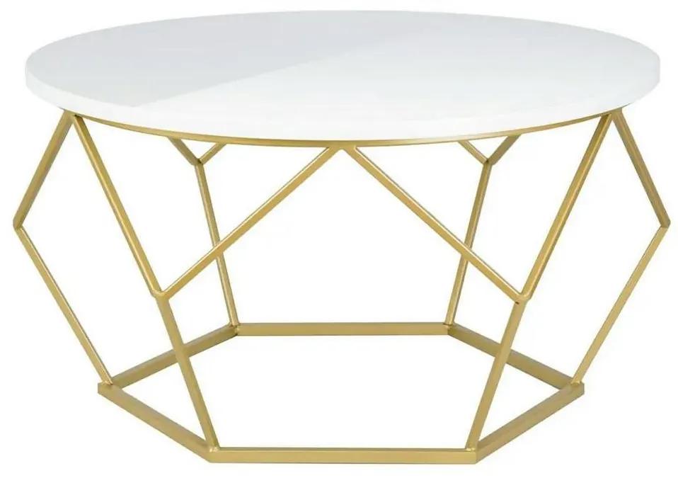 HowHomely | Konferenční stolek DIAMOND 40x70 cm mosaz/bílá | DD0050