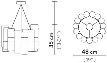 Slamp La-Lollo Pewter-white suspension M, designové závěsné svítidlo, 28W LED 2700K stmívatelné, průměr 48cm