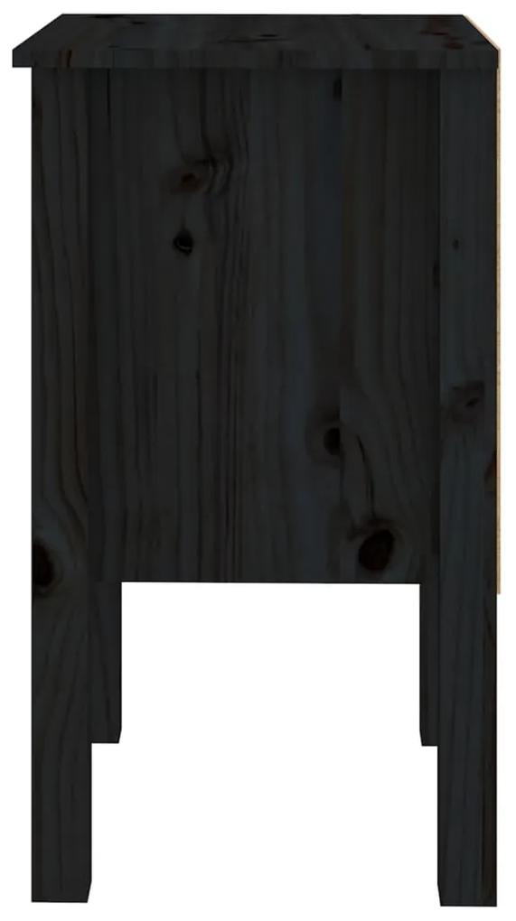 Noční stolek Černá 40 x 35 x 61,5 cm masivní borové dřevo - Default Title