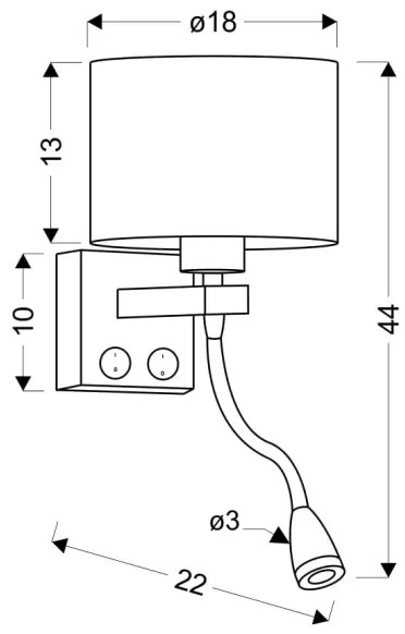 LED Flexibilní svítidlo POLO 1xE27/40W+LED/2W 230V černá