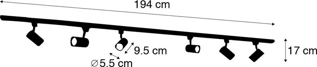 Moderní kolejnicový systém s 6 bílými reflektory jednofázový 200cm - Iconic Jeana