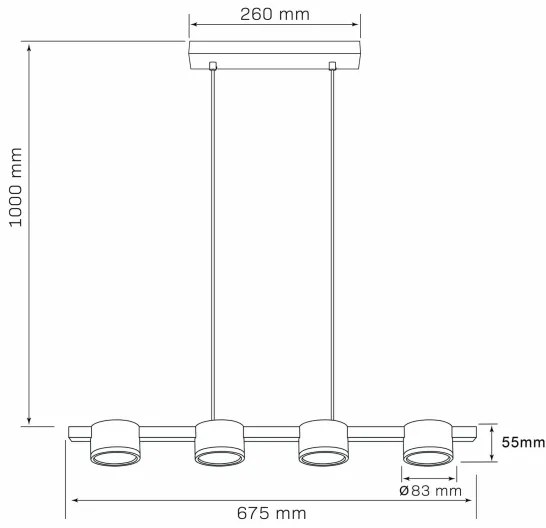 LED Lustr na lanku MIRELLA 4xGX53/6W/230V zlatá/černá