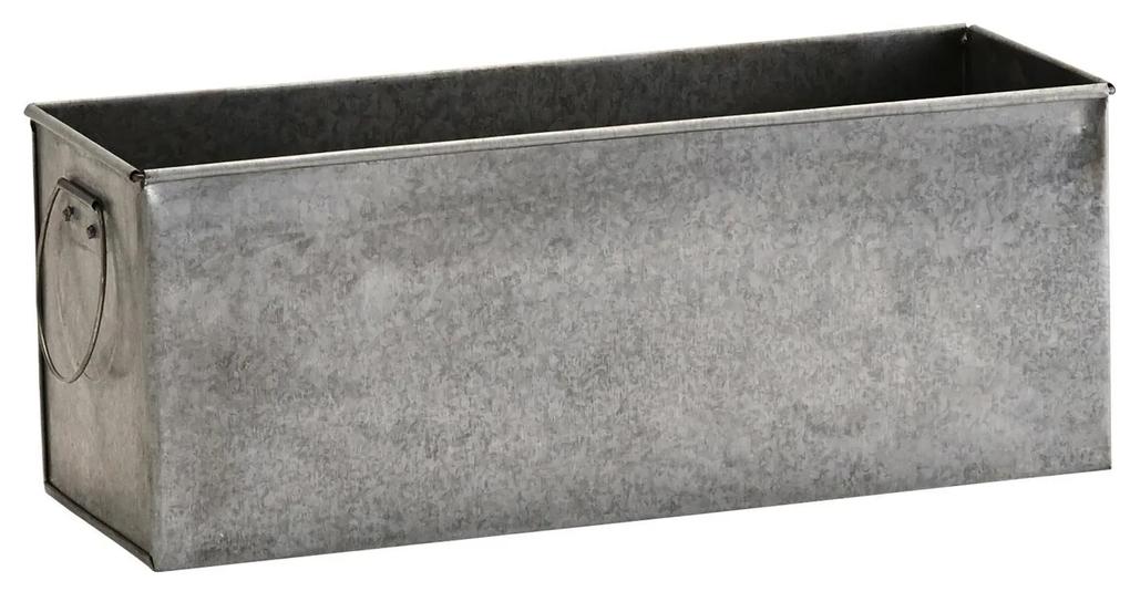 MADAM STOLTZ Zinkový truhlík 28x11 cm, šedá barva, zinek