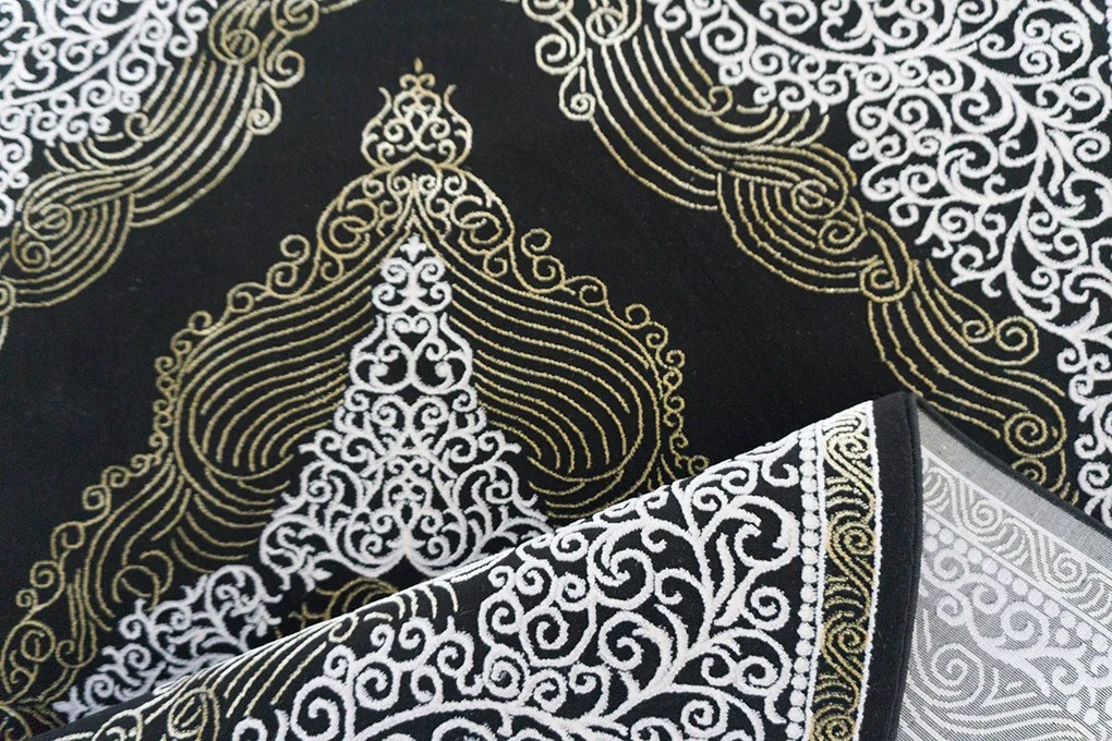 Berfin Dywany, Kusový koberec Elite 3935 Black Gold, 80x150, černá, kancelář